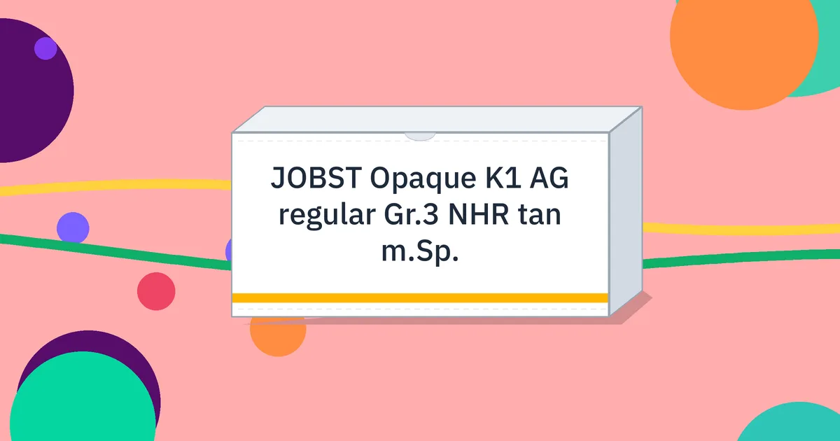 Symbolbild: Packung mit der Aufschrift JOBST Opaque K1 AG regular Gr.3 NHR tan m.Sp. (PZN 16266208) – Verfügbarkeit und Bezug in Apotheken in Frankfurt am Main