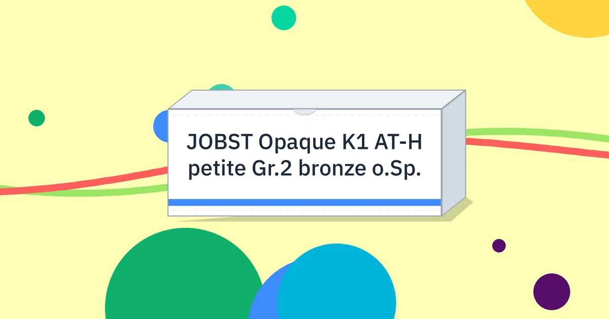 Symbolbild: Packung mit der Aufschrift JOBST Opaque K1 AT-H petite Gr.2 bronze o.Sp. (PZN 13102179) – Verfügbarkeit und Bezug in Apotheken in Frankfurt am Main