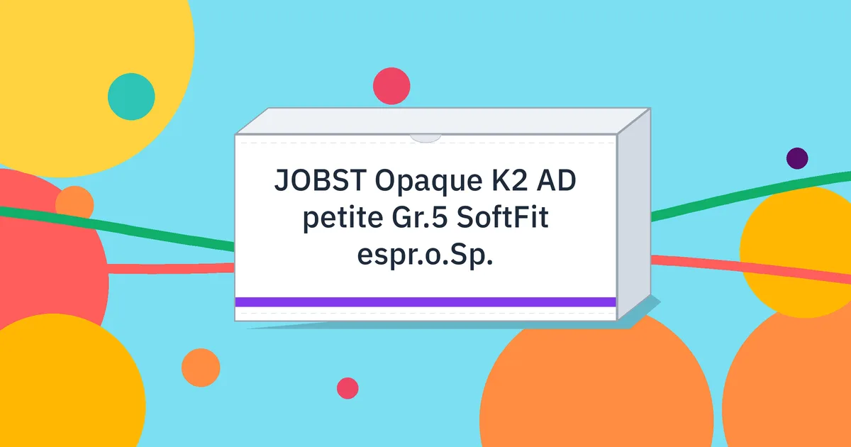 Symbolbild: Packung mit der Aufschrift JOBST Opaque K2 AD petite Gr.5 SoftFit espr.o.Sp. (PZN 16279323) – Verfügbarkeit und Bezug in Apotheken in Frankfurt am Main