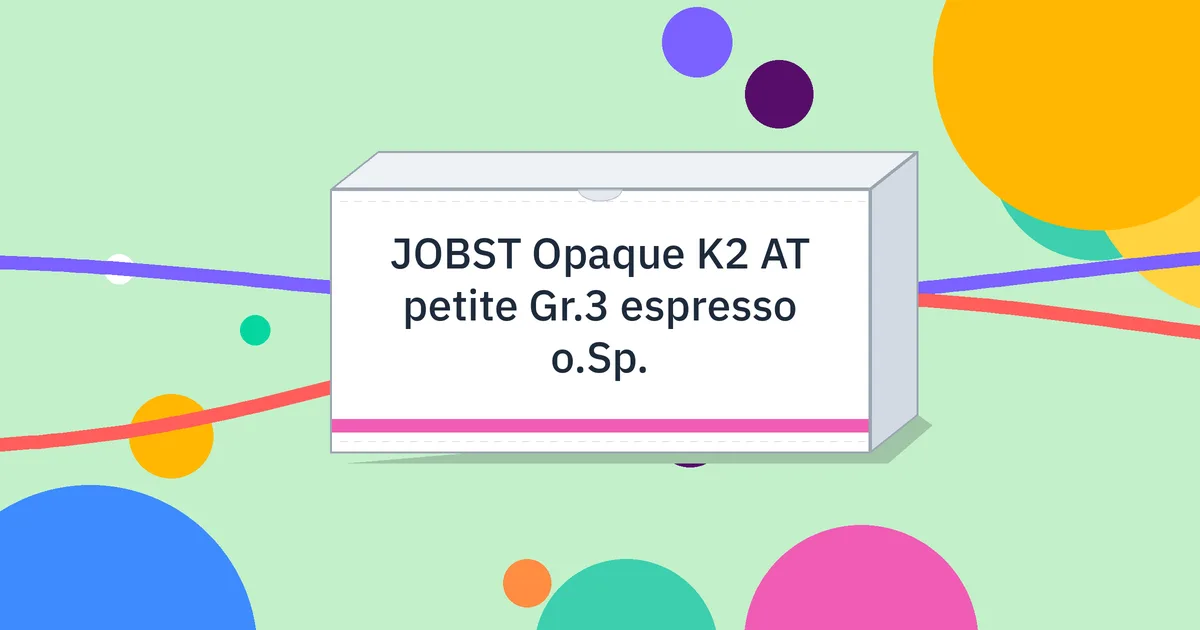Symbolbild: Packung mit der Aufschrift JOBST Opaque K2 AT petite Gr.3 espresso o.Sp. (PZN 16291531) – Verfügbarkeit und Bezug in Apotheken in Frankfurt am Main