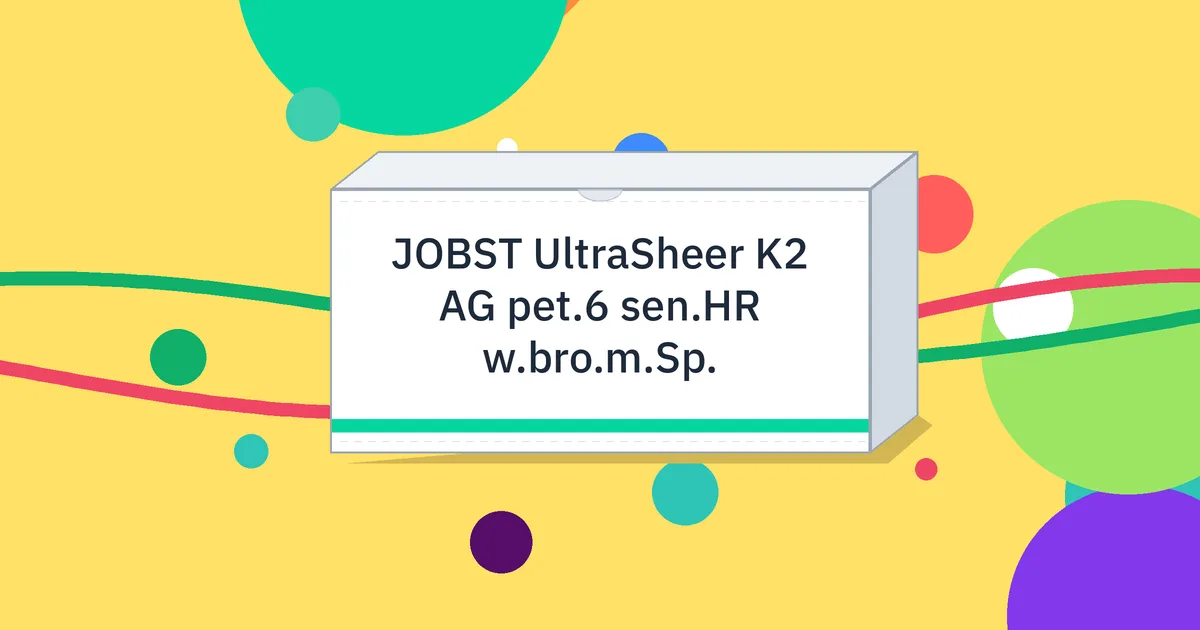 Symbolbild: Packung mit der Aufschrift JOBST UltraSheer K2 AG pet.6 sen.HR w.bro.m.Sp. (PZN 13141564) – Verfügbarkeit und Bezug in Apotheken in Frankfurt am Main