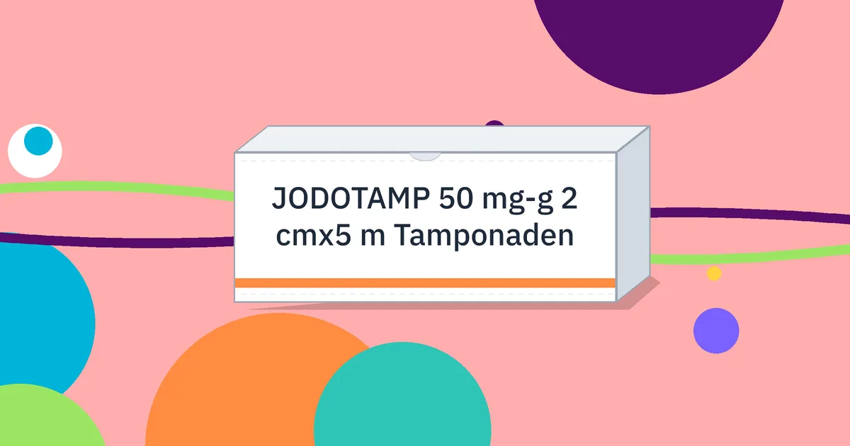 Symbolbild: Packung mit der Aufschrift JODOTAMP 50 mg-g 2 cmx5 m Tamponaden (PZN 02145808) – Verfügbarkeit und Bezug in Apotheken in Frankfurt am Main
