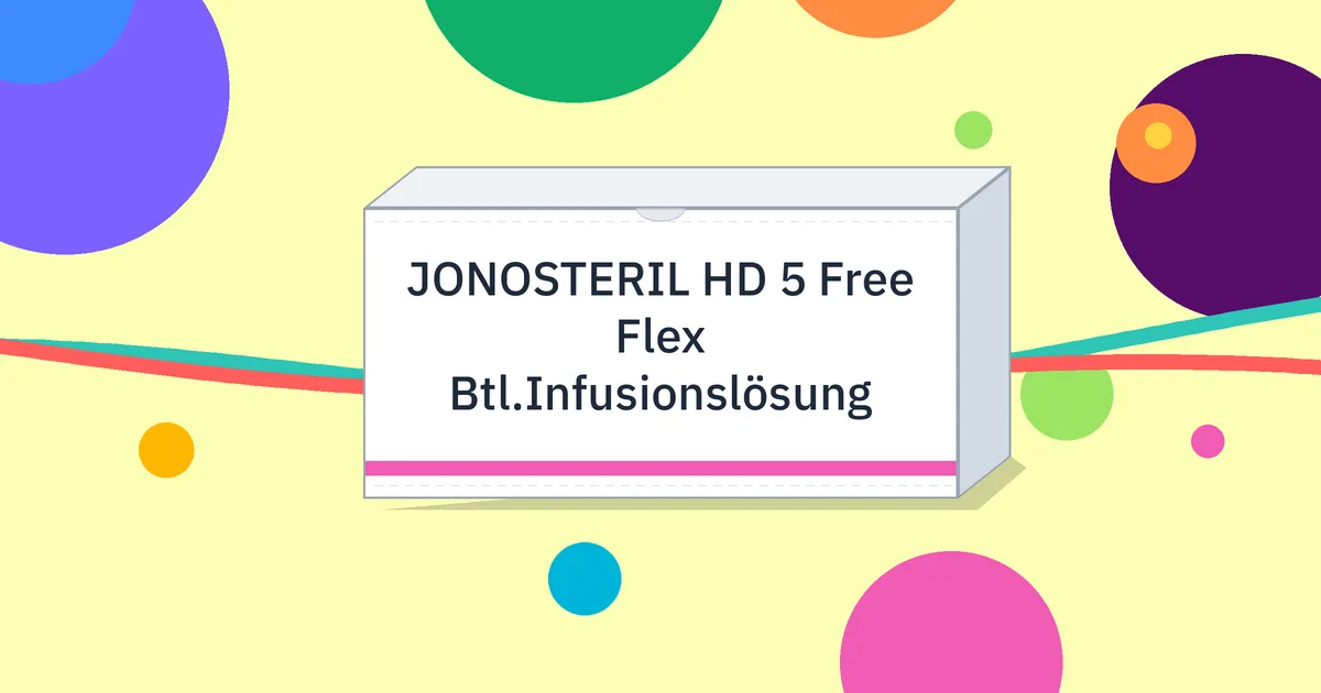 Symbolbild: Packung mit der Aufschrift JONOSTERIL HD 5 Free Flex Btl.Infusionslösung (PZN 00412234) – Verfügbarkeit und Bezug in Apotheken in Frankfurt am Main