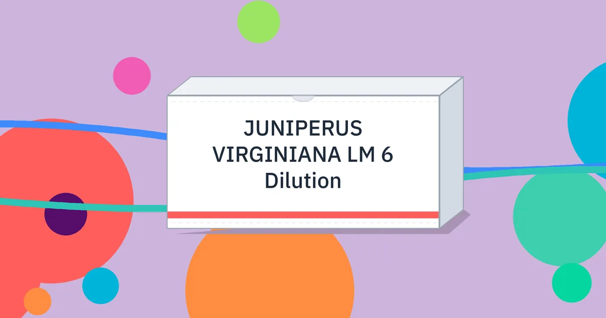 Symbolbild: Packung mit der Aufschrift JUNIPERUS VIRGINIANA LM 6 Dilution (PZN 13565028) – Verfügbarkeit und Bezug in Apotheken in Frankfurt am Main