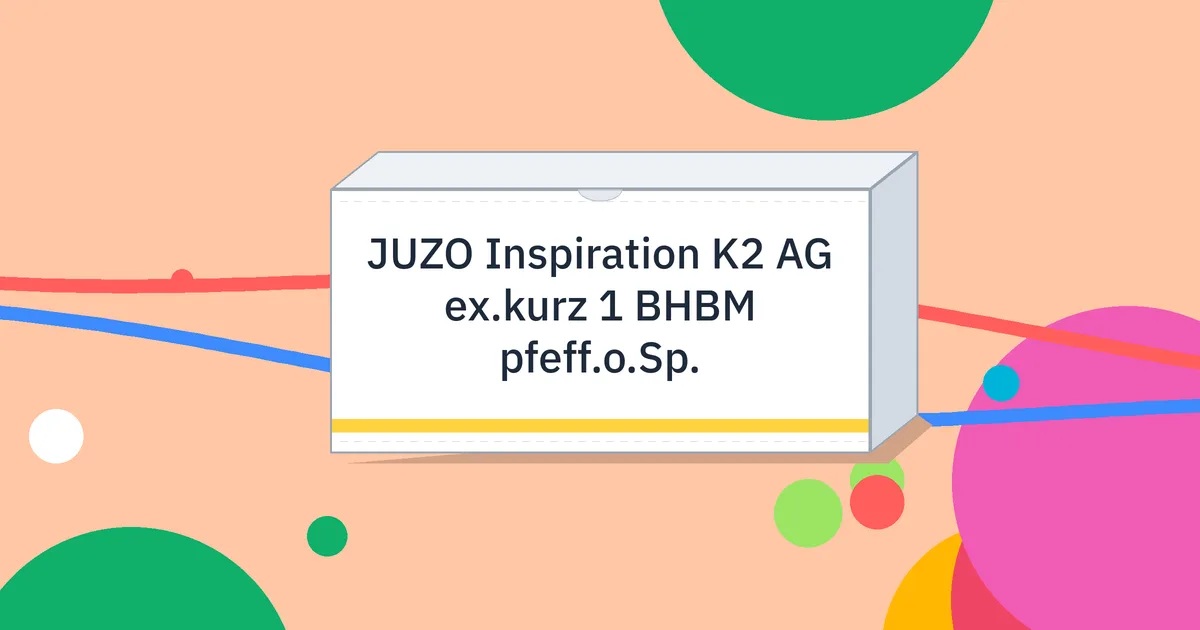 Symbolbild: Packung mit der Aufschrift JUZO Inspiration K2 AG ex.kurz 1 BHBM pfeff.o.Sp. (PZN 14877793) – Verfügbarkeit und Bezug in Apotheken in Frankfurt am Main