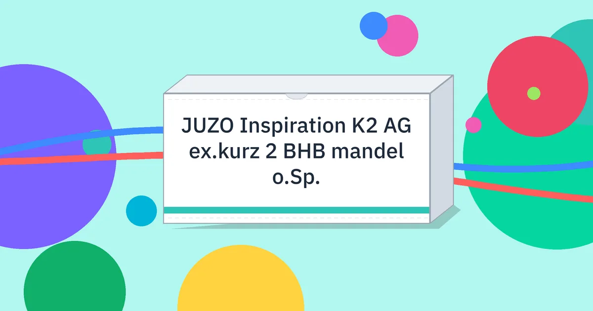Symbolbild: Packung mit der Aufschrift JUZO Inspiration K2 AG ex.kurz 2 BHB mandel o.Sp. (PZN 14836311) – Verfügbarkeit und Bezug in Apotheken in Frankfurt am Main