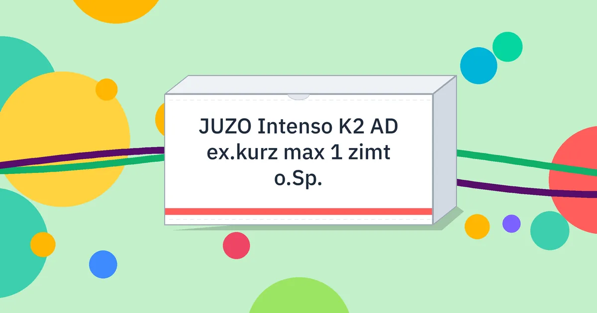 Symbolbild: Packung mit der Aufschrift JUZO Intenso K2 AD ex.kurz max 1 zimt o.Sp. (PZN 18617356) – Verfügbarkeit und Bezug in Apotheken in Frankfurt am Main