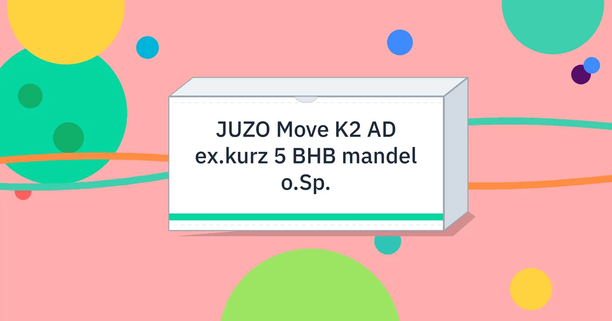 Symbolbild: Packung mit der Aufschrift JUZO Move K2 AD ex.kurz 5 BHB mandel o.Sp. (PZN 16342010) – Verfügbarkeit und Bezug in Apotheken in Frankfurt am Main