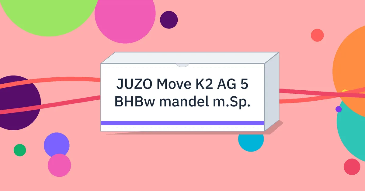 Symbolbild: Packung mit der Aufschrift JUZO Move K2 AG 5 BHBw mandel m.Sp. (PZN 16645928) – Verfügbarkeit und Bezug in Apotheken in Frankfurt am Main