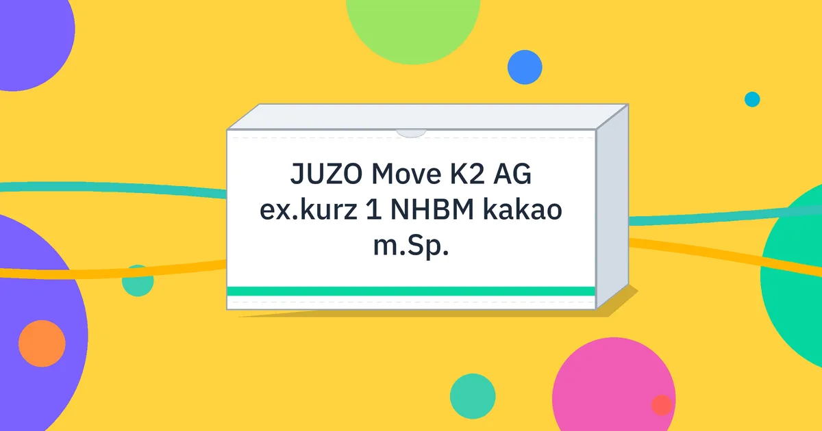 Symbolbild: Packung mit der Aufschrift JUZO Move K2 AG ex.kurz 1 NHBM kakao m.Sp. (PZN 18562916) – Verfügbarkeit und Bezug in Apotheken in Frankfurt am Main