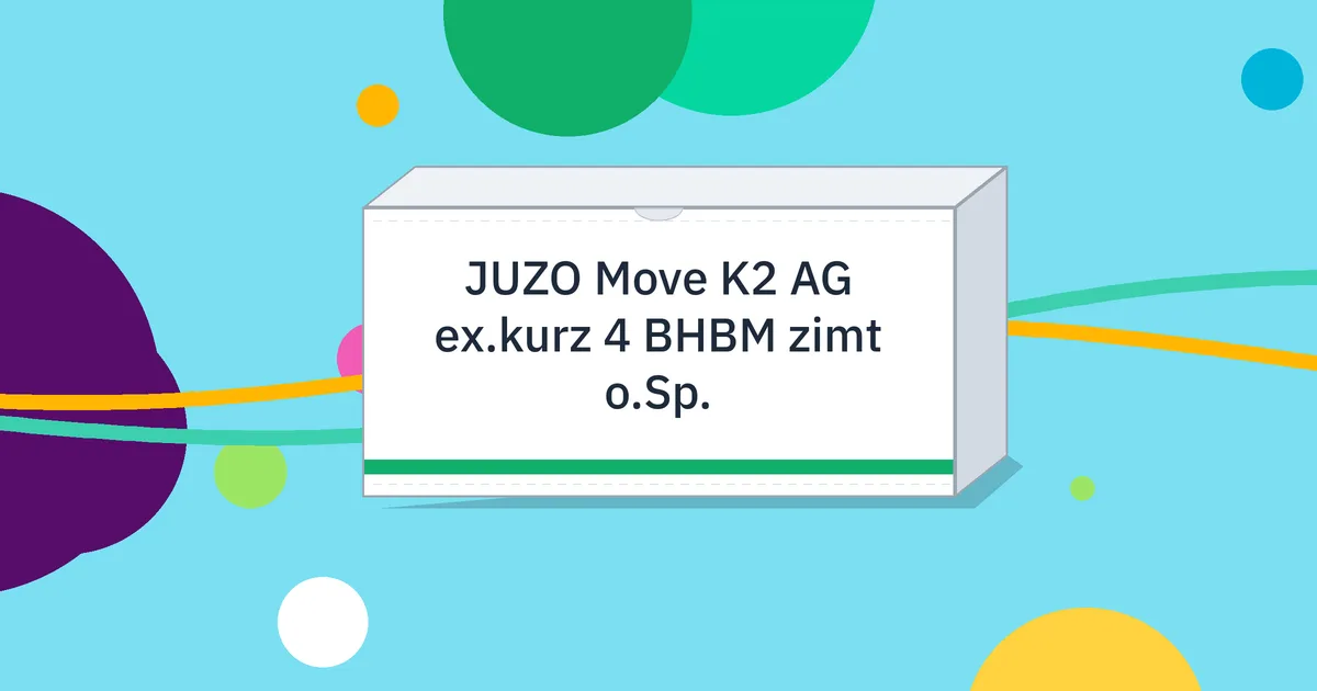 Symbolbild: Packung mit der Aufschrift JUZO Move K2 AG ex.kurz 4 BHBM zimt o.Sp. (PZN 18534512) – Verfügbarkeit und Bezug in Apotheken in Frankfurt am Main