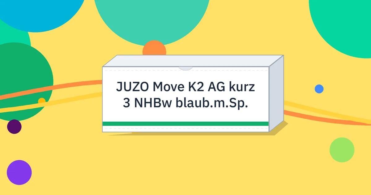 Symbolbild: Packung mit der Aufschrift JUZO Move K2 AG kurz 3 NHBw blaub.m.Sp. (PZN 18558636) – Verfügbarkeit und Bezug in Apotheken in Frankfurt am Main