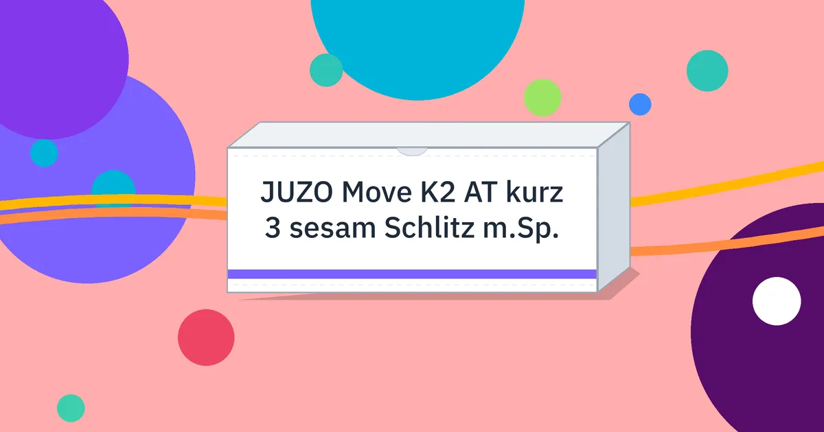 Symbolbild: Packung mit der Aufschrift JUZO Move K2 AT kurz 3 sesam Schlitz m.Sp. (PZN 20674864) – Verfügbarkeit und Bezug in Apotheken in Frankfurt am Main