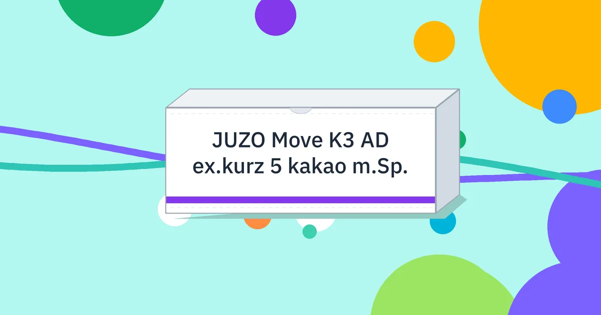 Symbolbild: Packung mit der Aufschrift JUZO Move K3 AD ex.kurz 5 kakao m.Sp. (PZN 18573328) – Verfügbarkeit und Bezug in Apotheken in Frankfurt am Main