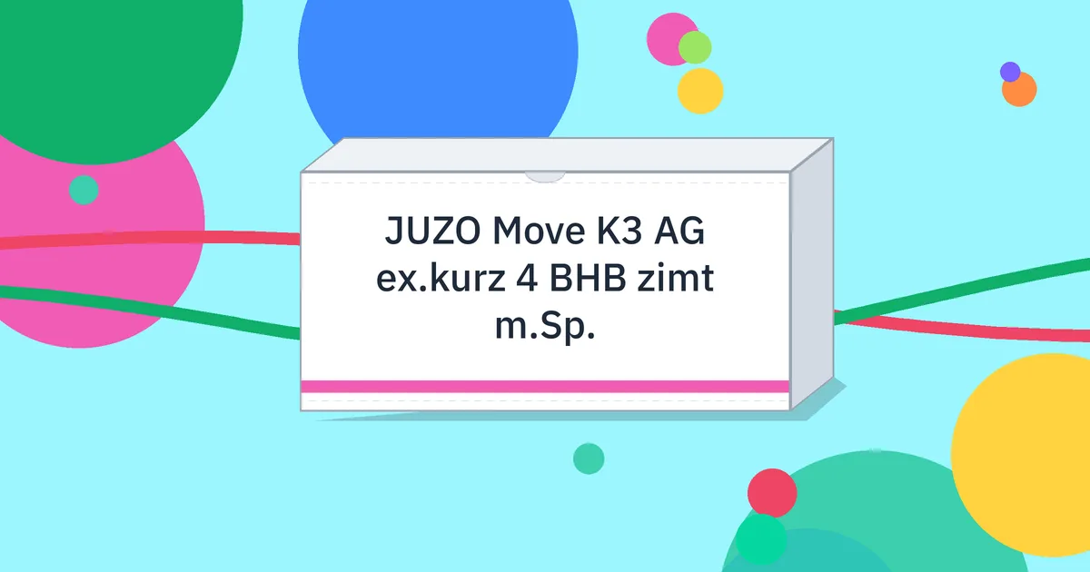 Symbolbild: Packung mit der Aufschrift JUZO Move K3 AG ex.kurz 4 BHB zimt m.Sp. (PZN 18583551) – Verfügbarkeit und Bezug in Apotheken in Frankfurt am Main