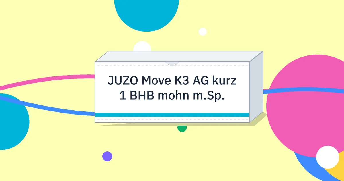 Symbolbild: Packung mit der Aufschrift JUZO Move K3 AG kurz 1 BHB mohn m.Sp. (PZN 18591450) – Verfügbarkeit und Bezug in Apotheken in Frankfurt am Main