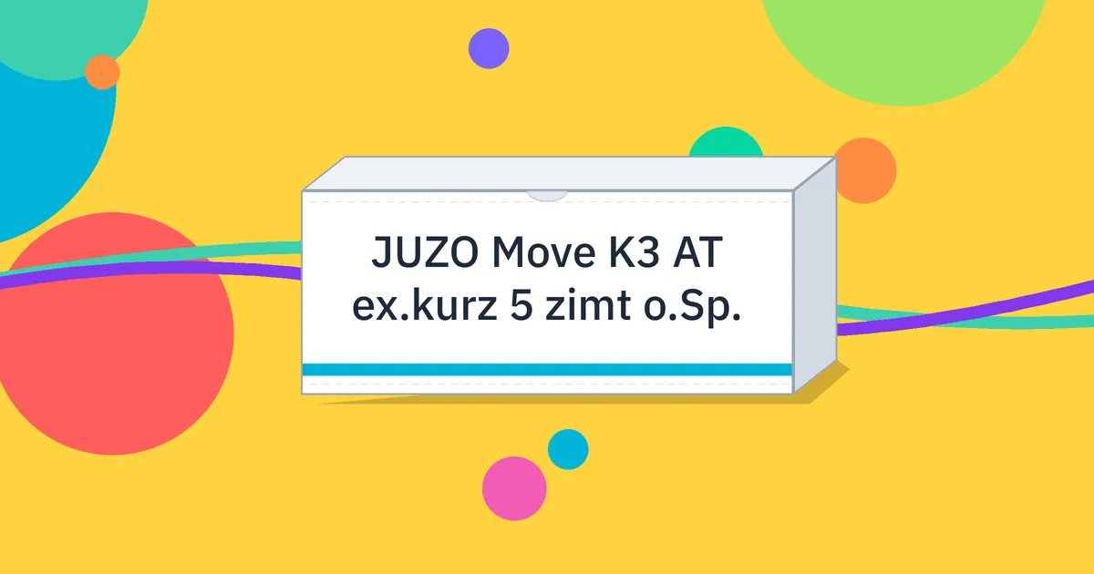 Symbolbild: Packung mit der Aufschrift JUZO Move K3 AT ex.kurz 5 zimt o.Sp. (PZN 20681516) – Verfügbarkeit und Bezug in Apotheken in Frankfurt am Main