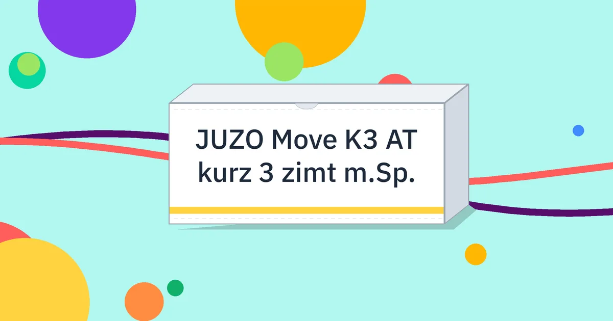 Symbolbild: Packung mit der Aufschrift JUZO Move K3 AT kurz 3 zimt m.Sp. (PZN 20683024) – Verfügbarkeit und Bezug in Apotheken in Frankfurt am Main