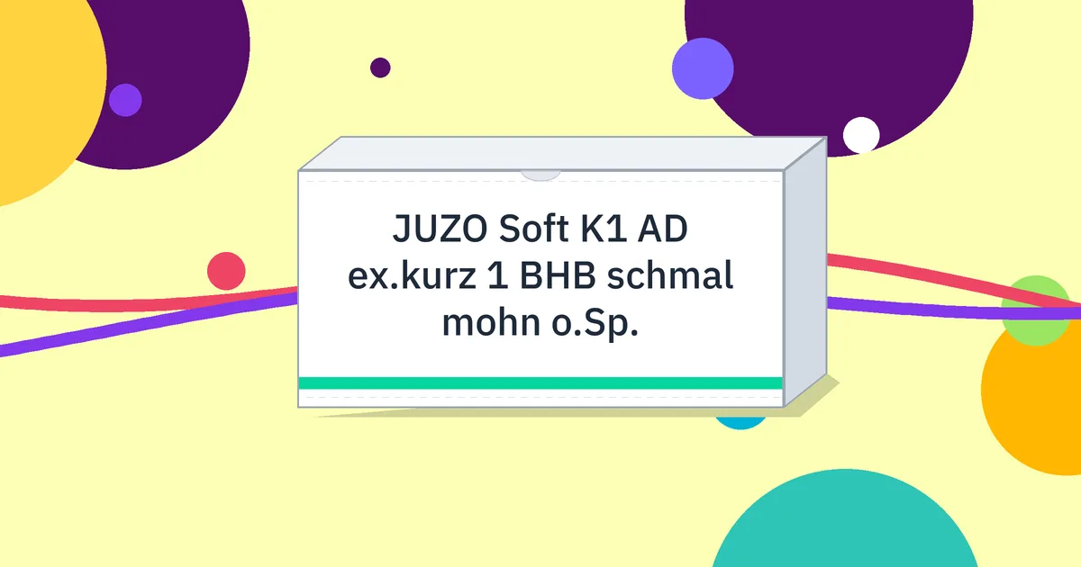 Symbolbild: Packung mit der Aufschrift JUZO Soft K1 AD ex.kurz 1 BHB schmal mohn o.Sp. (PZN 15464679) – Verfügbarkeit und Bezug in Apotheken in Frankfurt am Main