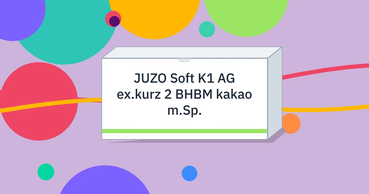 Symbolbild: Packung mit der Aufschrift JUZO Soft K1 AG ex.kurz 2 BHBM kakao m.Sp. (PZN 14856638) – Verfügbarkeit und Bezug in Apotheken in Frankfurt am Main