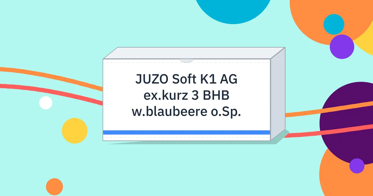 Symbolbild: Packung mit der Aufschrift JUZO Soft K1 AG ex.kurz 3 BHB w.blaubeere o.Sp. (PZN 14840198) – Verfügbarkeit und Bezug in Apotheken in Frankfurt am Main