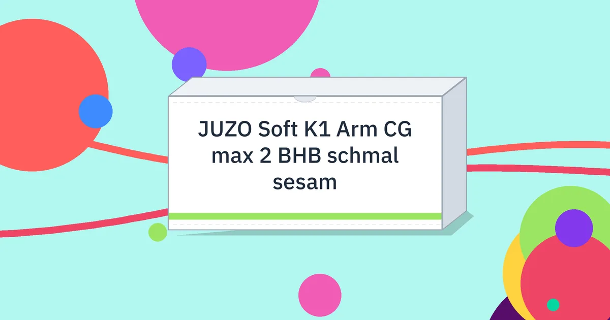 Symbolbild: Packung mit der Aufschrift JUZO Soft K1 Arm CG max 2 BHB schmal sesam (PZN 15509554) – Verfügbarkeit und Bezug in Apotheken in Frankfurt am Main