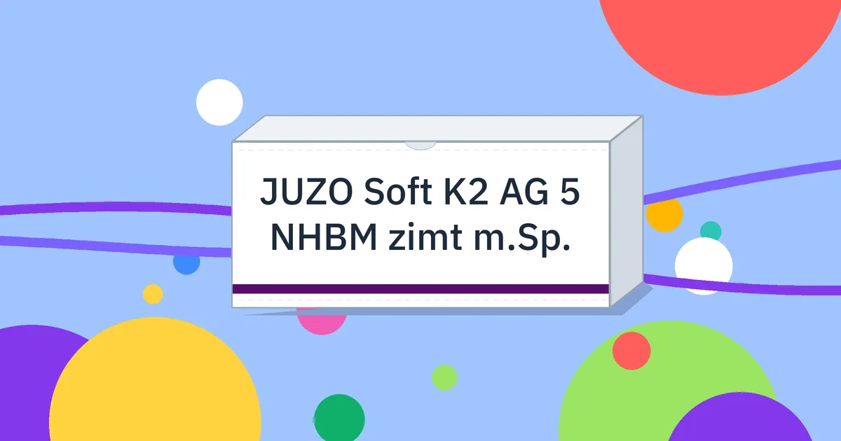 Symbolbild: Packung mit der Aufschrift JUZO Soft K2 AG 5 NHBM zimt m.Sp. (PZN 15019175) – Verfügbarkeit und Bezug in Apotheken in Frankfurt am Main