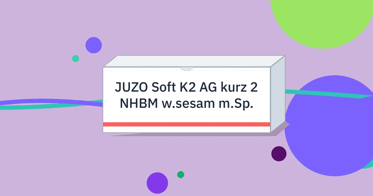 Symbolbild: Packung mit der Aufschrift JUZO Soft K2 AG kurz 2 NHBM w.sesam m.Sp. (PZN 15020020) – Verfügbarkeit und Bezug in Apotheken in Frankfurt am Main