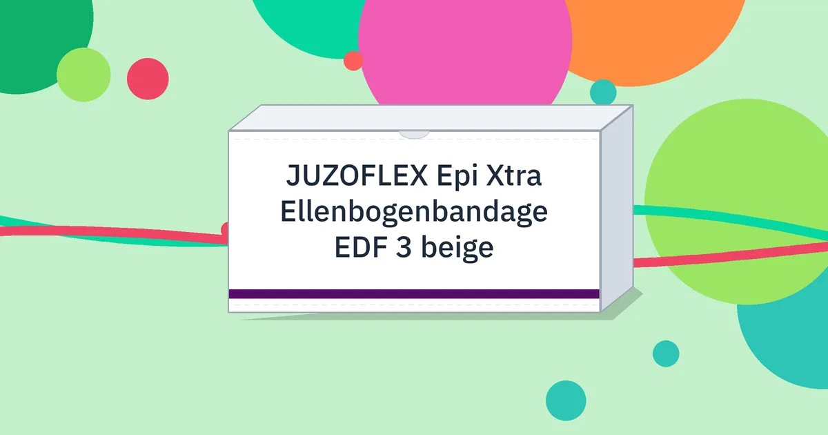 Symbolbild: Packung mit der Aufschrift JUZOFLEX Epi Xtra Ellenbogenbandage EDF 3 beige (PZN 16635663) – Verfügbarkeit und Bezug in Apotheken in Frankfurt am Main