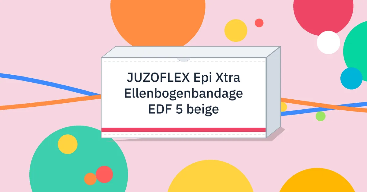 Symbolbild: Packung mit der Aufschrift JUZOFLEX Epi Xtra Ellenbogenbandage EDF 5 beige (PZN 16635700) – Verfügbarkeit und Bezug in Apotheken in Frankfurt am Main