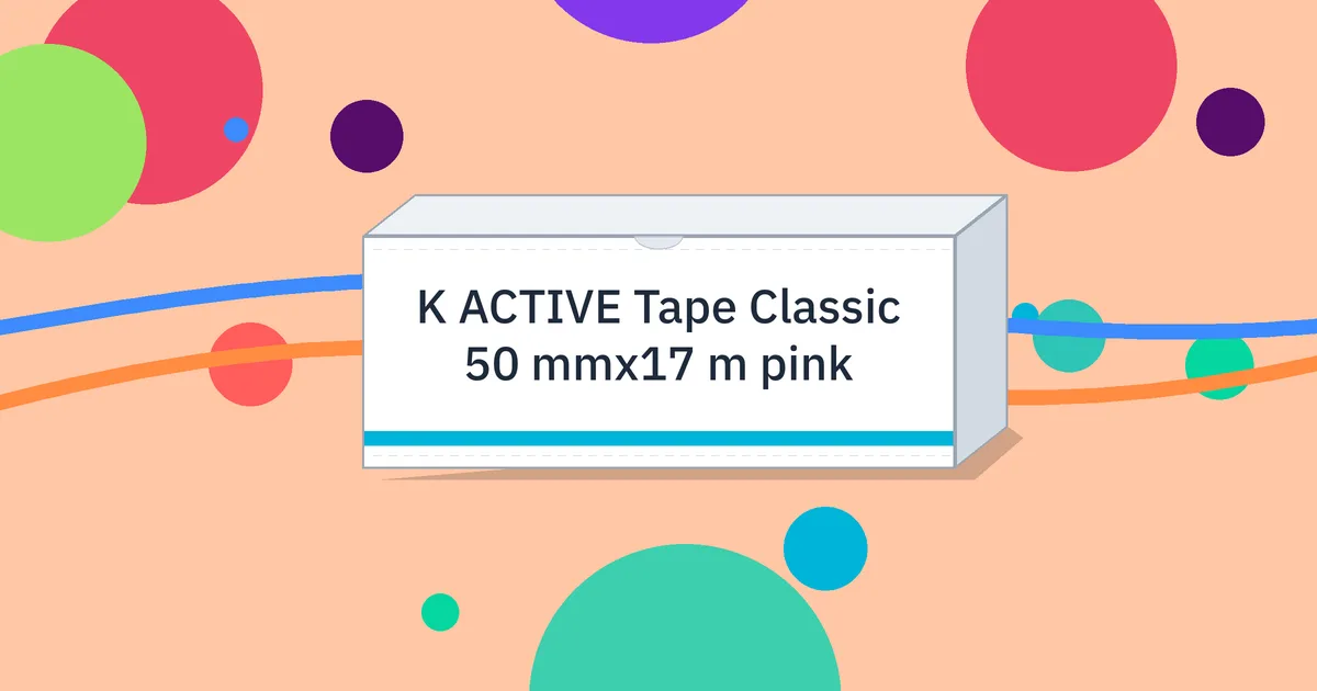 Symbolbild: Packung mit der Aufschrift K ACTIVE Tape Classic 50 mmx17 m pink (PZN 06936240) – Verfügbarkeit und Bezug in Apotheken in Frankfurt am Main