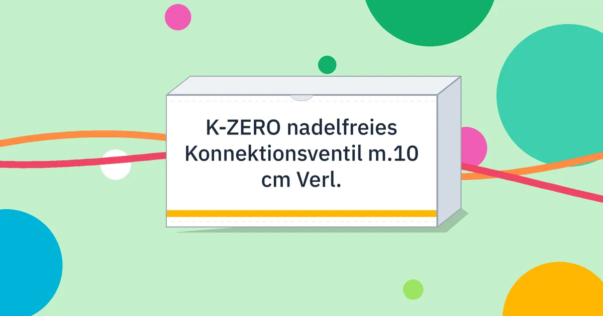 Symbolbild: Packung mit der Aufschrift K-ZERO nadelfreies Konnektionsventil m.10 cm Verl. (PZN 17854060) – Verfügbarkeit und Bezug in Apotheken in Frankfurt am Main
