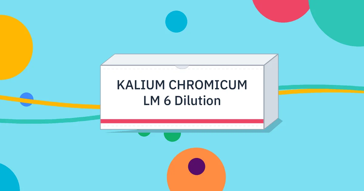 Symbolbild: Packung mit der Aufschrift KALIUM CHROMICUM LM 6 Dilution (PZN 12919145) – Verfügbarkeit und Bezug in Apotheken in Frankfurt am Main