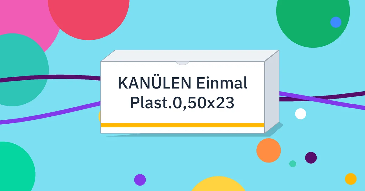 Symbolbild: Packung mit der Aufschrift KANÜLEN Einmal Plast.0,50x23 (PZN 01729192) – Verfügbarkeit und Bezug in Apotheken in Frankfurt am Main