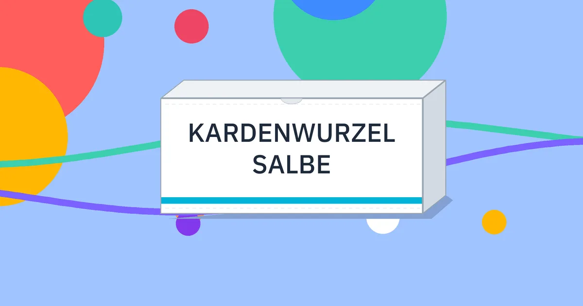 Symbolbild: Packung mit der Aufschrift KARDENWURZEL SALBE (PZN 18091664) – Verfügbarkeit und Bezug in Apotheken in Frankfurt am Main