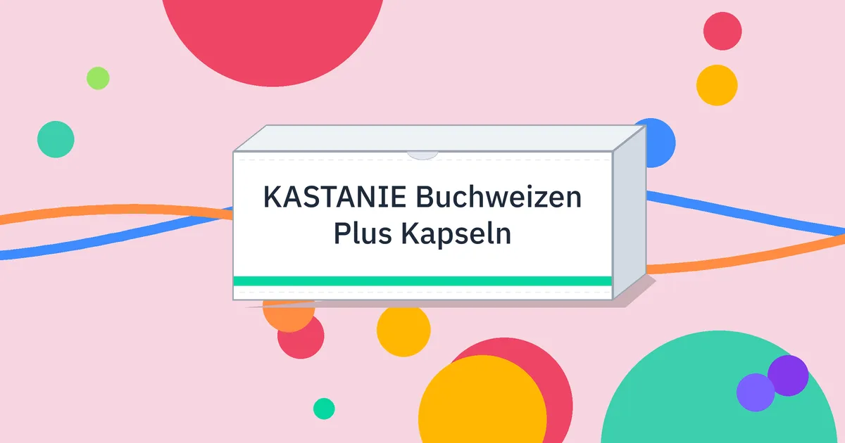 Symbolbild: Packung mit der Aufschrift KASTANIE Buchweizen Plus Kapseln (PZN 16686235) – Verfügbarkeit und Bezug in Apotheken in Frankfurt am Main