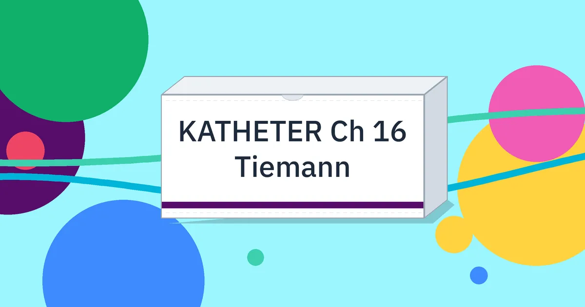 Symbolbild: Packung mit der Aufschrift KATHETER Ch 16 Tiemann (PZN 01729996) – Verfügbarkeit und Bezug in Apotheken in Frankfurt am Main