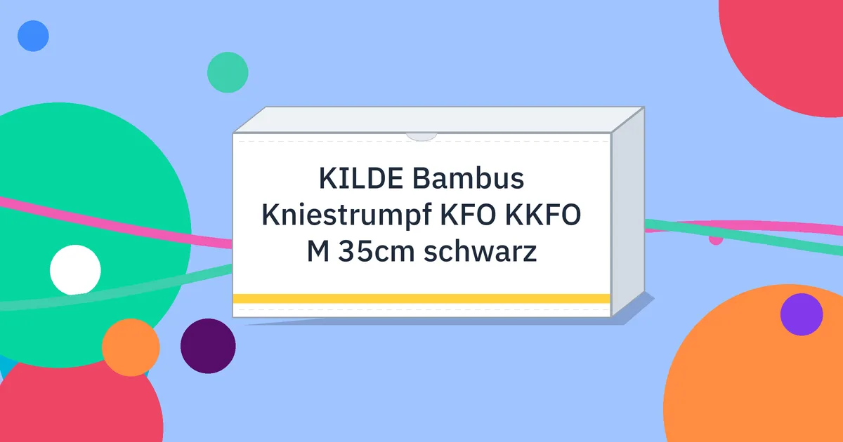 Symbolbild: Packung mit der Aufschrift KILDE Bambus Kniestrumpf KFO KKFO M 35cm schwarz (PZN 20798626) – Verfügbarkeit und Bezug in Apotheken in Frankfurt am Main
