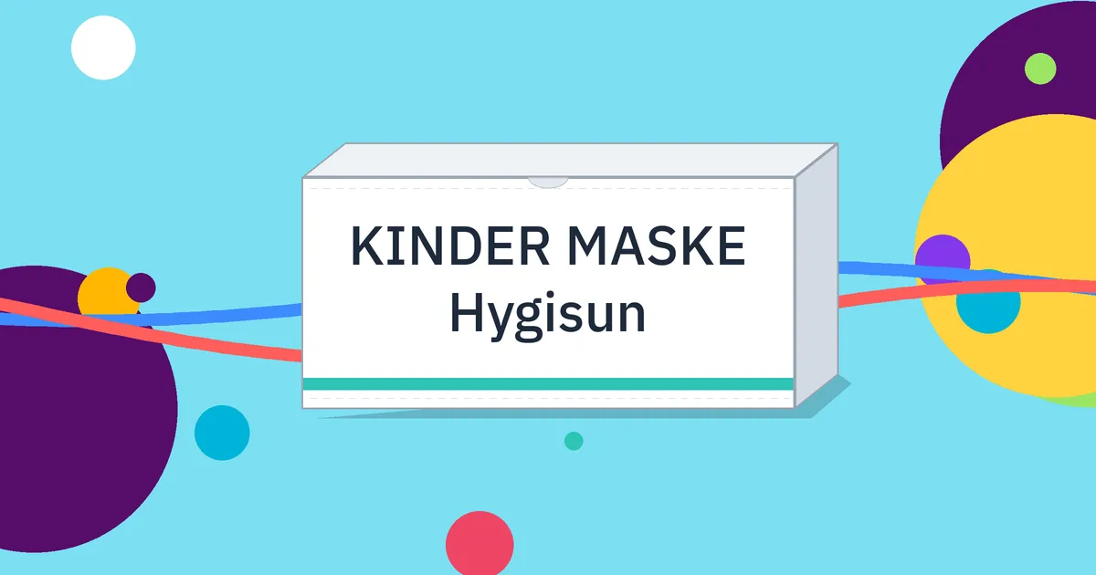 Symbolbild: Packung mit der Aufschrift KINDER MASKE Hygisun (PZN 17242919) – Verfügbarkeit und Bezug in Apotheken in Frankfurt am Main