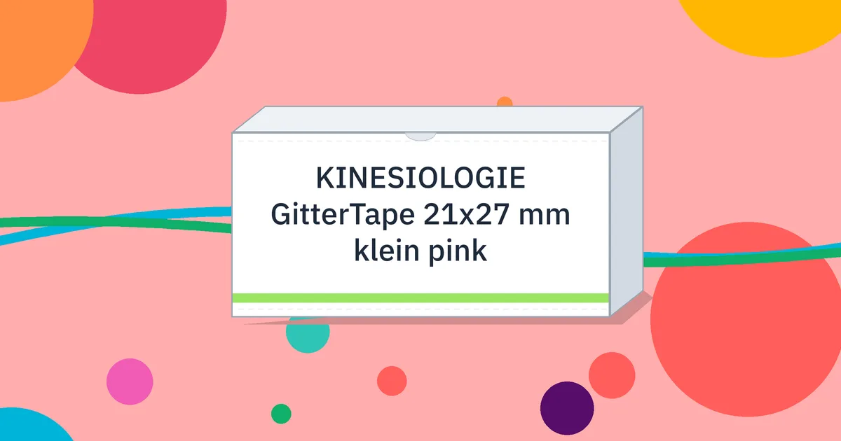 Symbolbild: Packung mit der Aufschrift KINESIOLOGIE GitterTape 21x27 mm klein pink (PZN 09629969) – Verfügbarkeit und Bezug in Apotheken in Frankfurt am Main