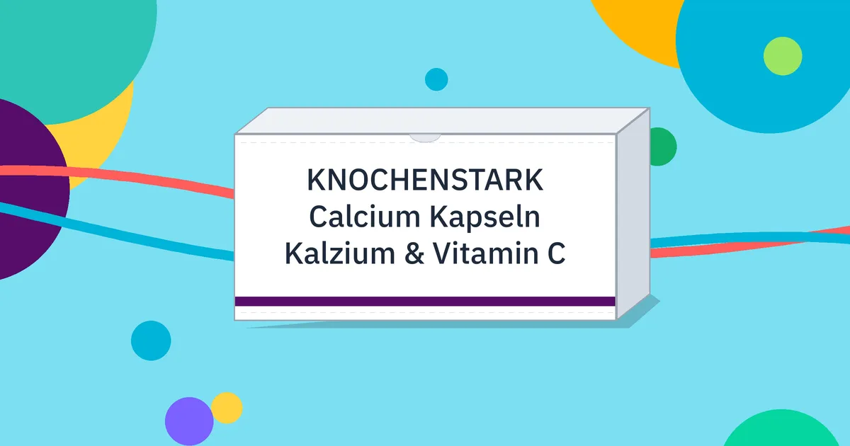 Symbolbild: Packung mit der Aufschrift KNOCHENSTARK Calcium Kapseln Kalzium & Vitamin C (PZN 18388513) – Verfügbarkeit und Bezug in Apotheken in Frankfurt am Main