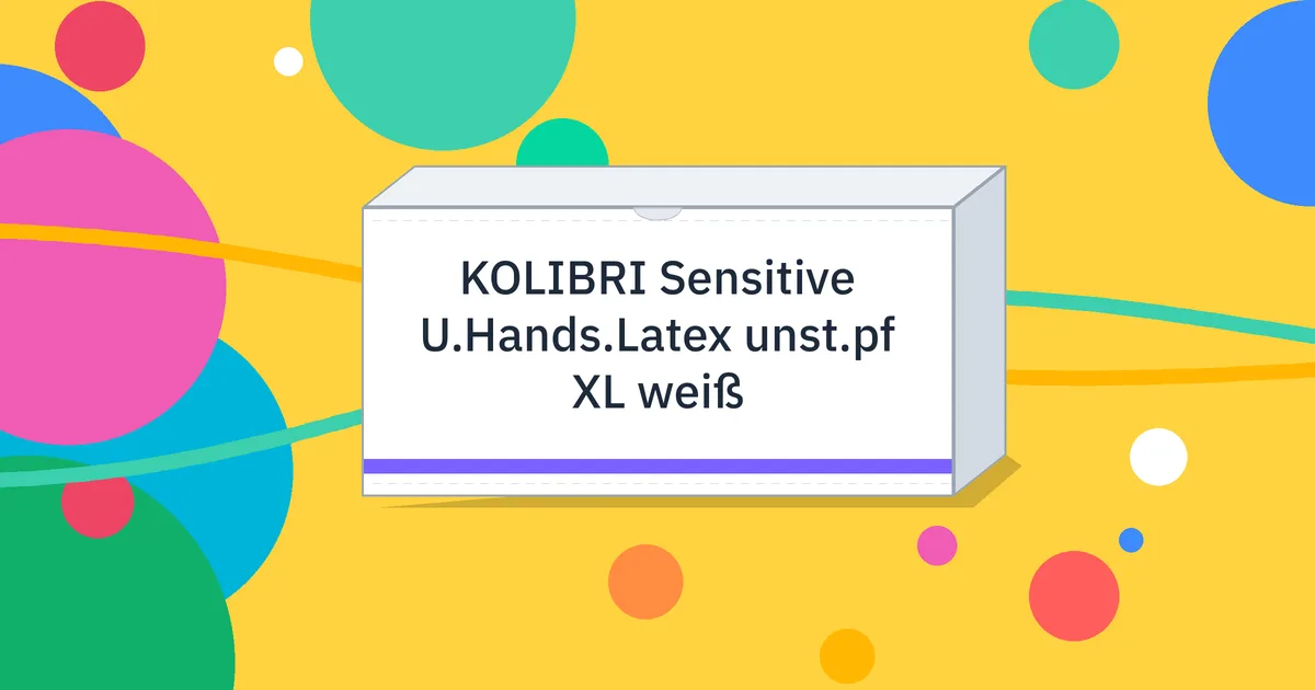 Symbolbild: Packung mit der Aufschrift KOLIBRI Sensitive U.Hands.Latex unst.pf XL weiß (PZN 15199289) – Verfügbarkeit und Bezug in Apotheken in Frankfurt am Main