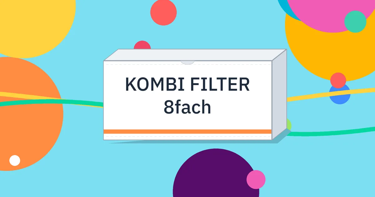 Symbolbild: Packung mit der Aufschrift KOMBI FILTER 8fach (PZN 13426249) – Verfügbarkeit und Bezug in Apotheken in Frankfurt am Main