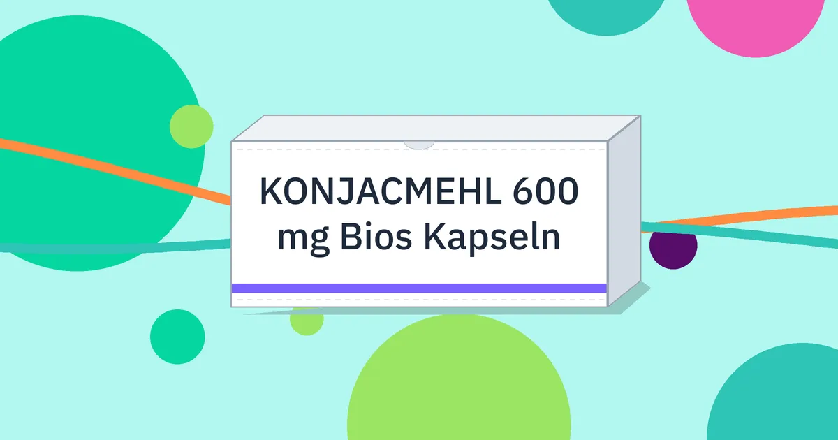 Symbolbild: Packung mit der Aufschrift KONJACMEHL 600 mg Bios Kapseln (PZN 05974149) – Verfügbarkeit und Bezug in Apotheken in Frankfurt am Main