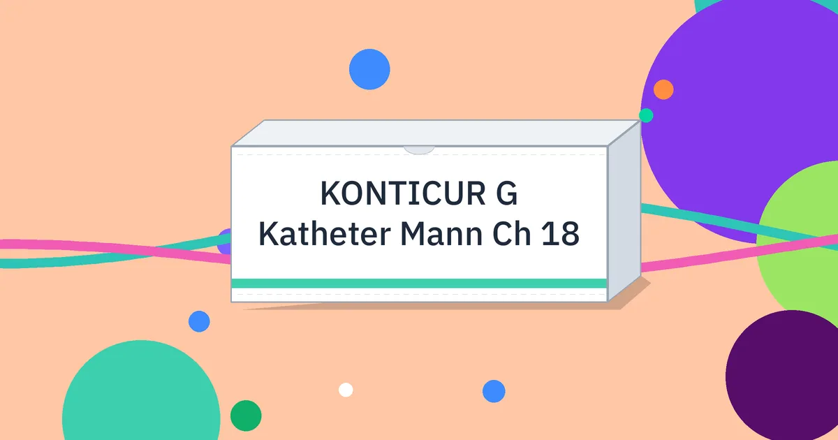 Symbolbild: Packung mit der Aufschrift KONTICUR G Katheter Mann Ch 18 (PZN 20023055) – Verfügbarkeit und Bezug in Apotheken in Frankfurt am Main