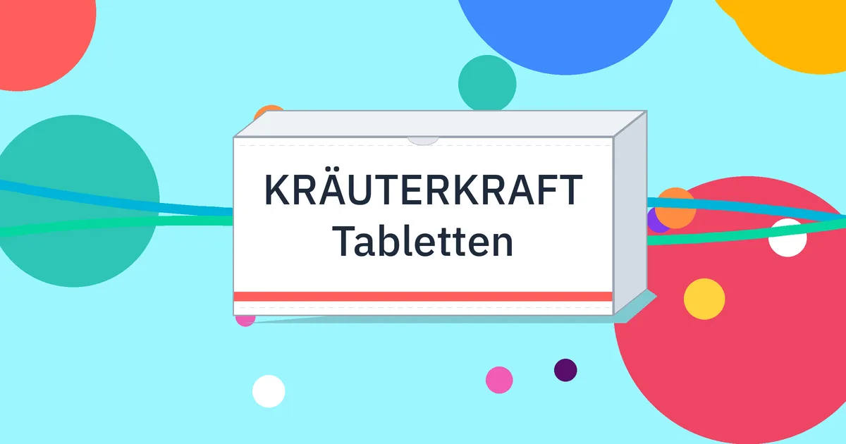 Symbolbild: Packung mit der Aufschrift KRÄUTERKRAFT Tabletten (PZN 20385924) – Verfügbarkeit und Bezug in Apotheken in Frankfurt am Main