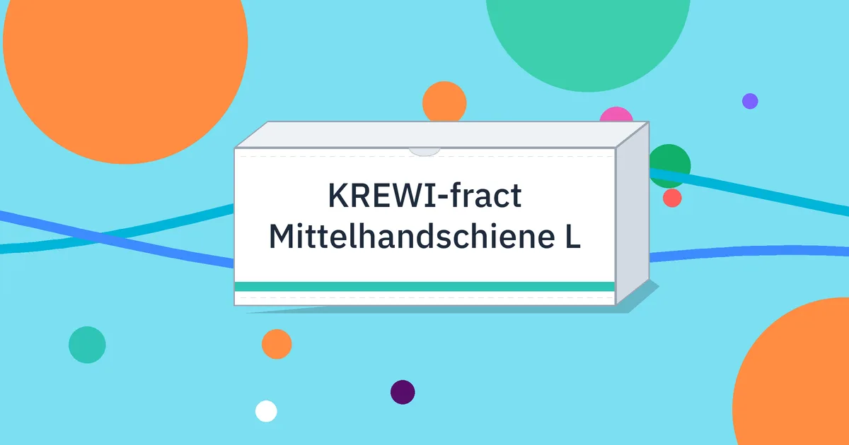 Symbolbild: Packung mit der Aufschrift KREWI-fract Mittelhandschiene L (PZN 17300663) – Verfügbarkeit und Bezug in Apotheken in Frankfurt am Main