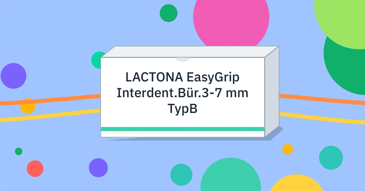Symbolbild: Packung mit der Aufschrift LACTONA EasyGrip Interdent.Bür.3-7 mm TypB (PZN 07771522) – Verfügbarkeit und Bezug in Apotheken in Frankfurt am Main