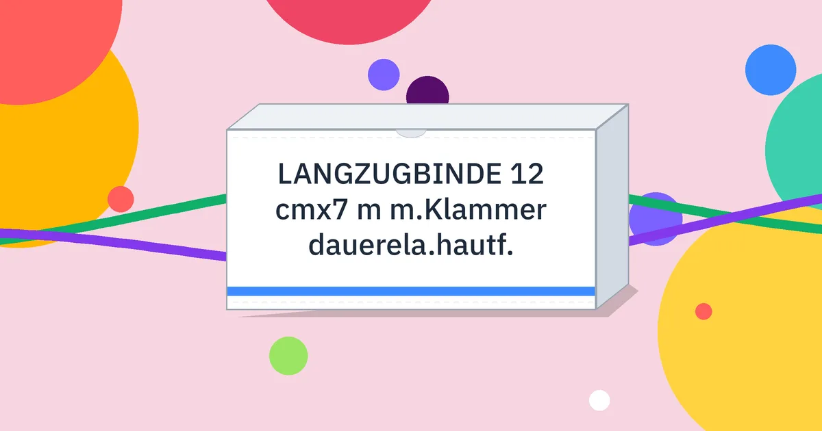 Symbolbild: Packung mit der Aufschrift LANGZUGBINDE 12 cmx7 m m.Klammer dauerela.hautf. (PZN 04793049) – Verfügbarkeit und Bezug in Apotheken in Frankfurt am Main