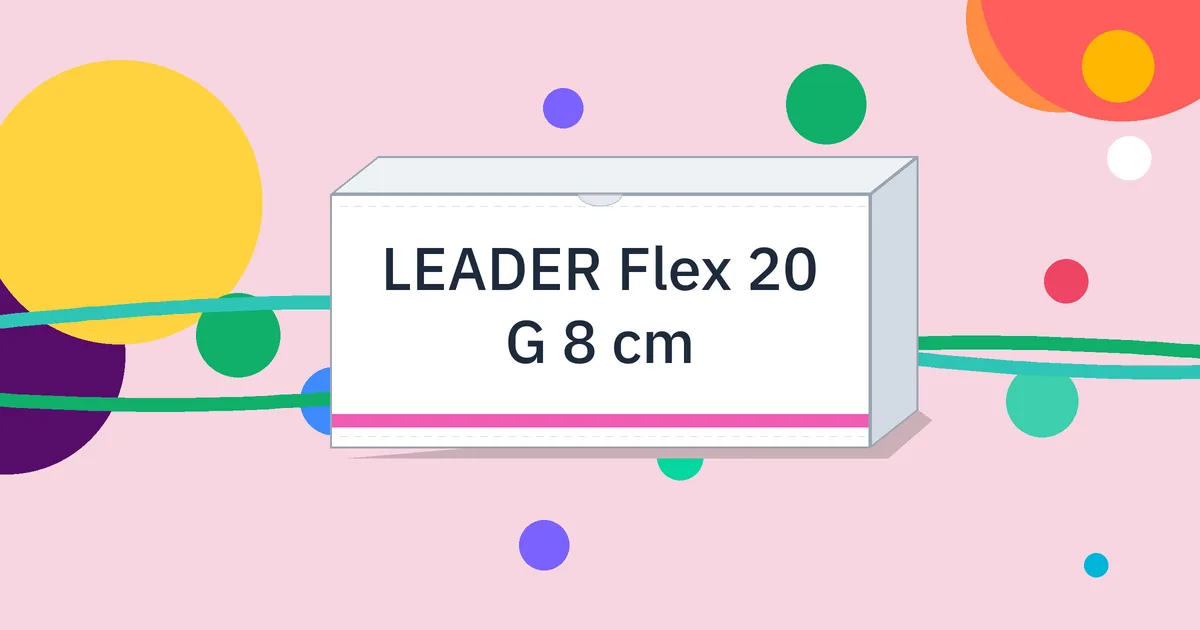 Symbolbild: Packung mit der Aufschrift LEADER Flex 20 G 8 cm (PZN 00966010) – Verfügbarkeit und Bezug in Apotheken in Frankfurt am Main